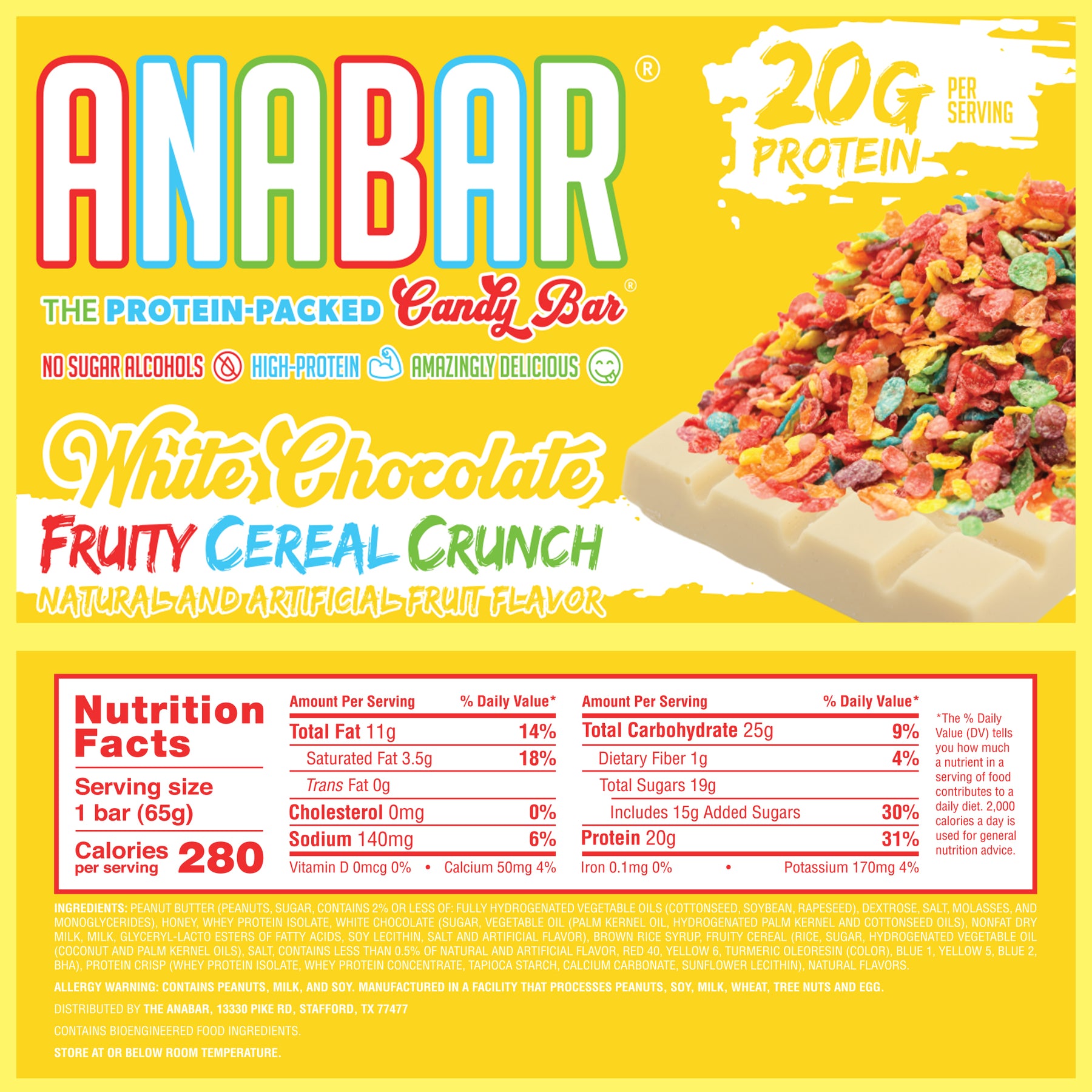 Anabar 20g Protein Bar, Fruity Cereal Crunch Flavor, 1 Pack 12 Pcs ...