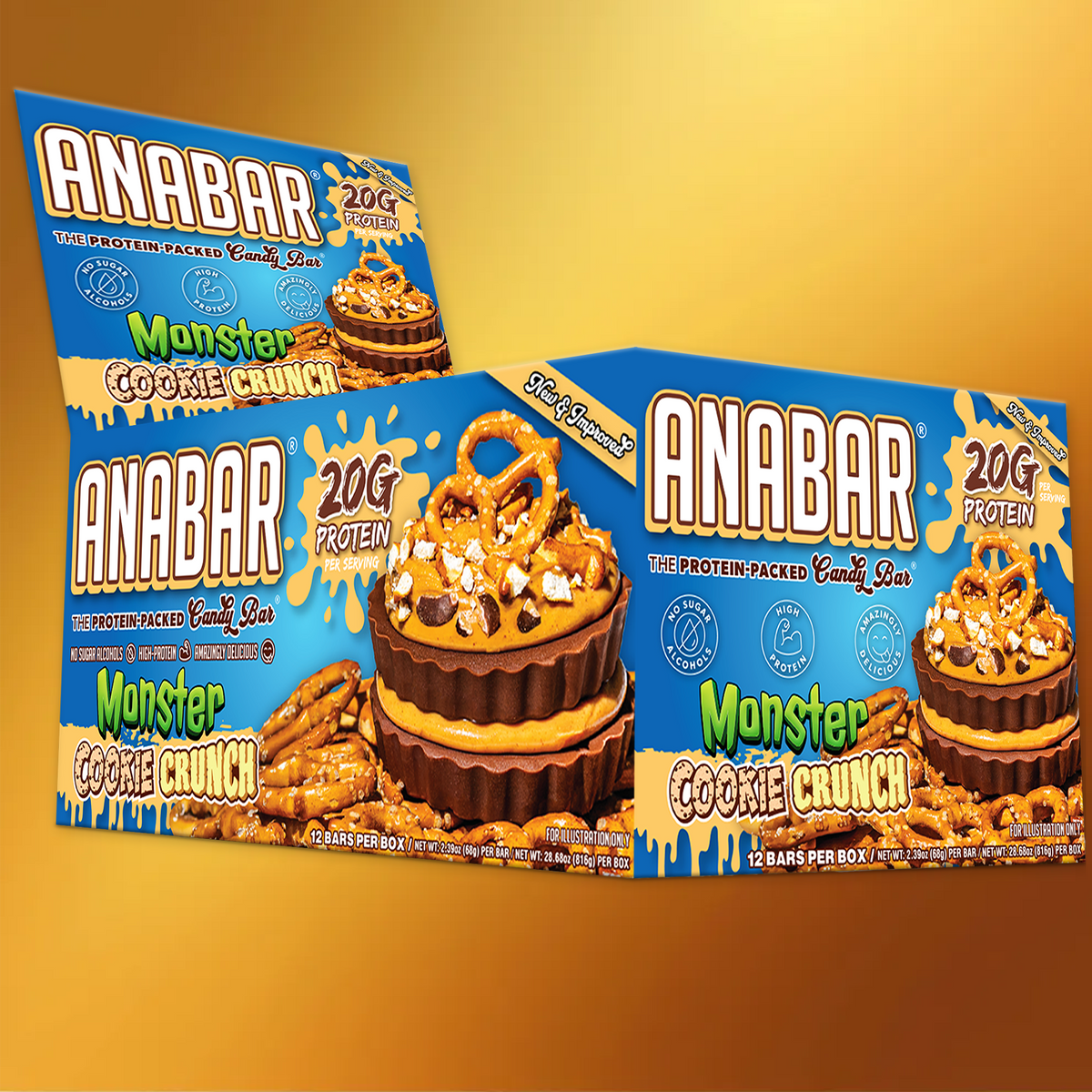 Anabar 20g Protein Bar, Monster Cookie Crunch Flavor, 1 Pack 12 Pcs ...