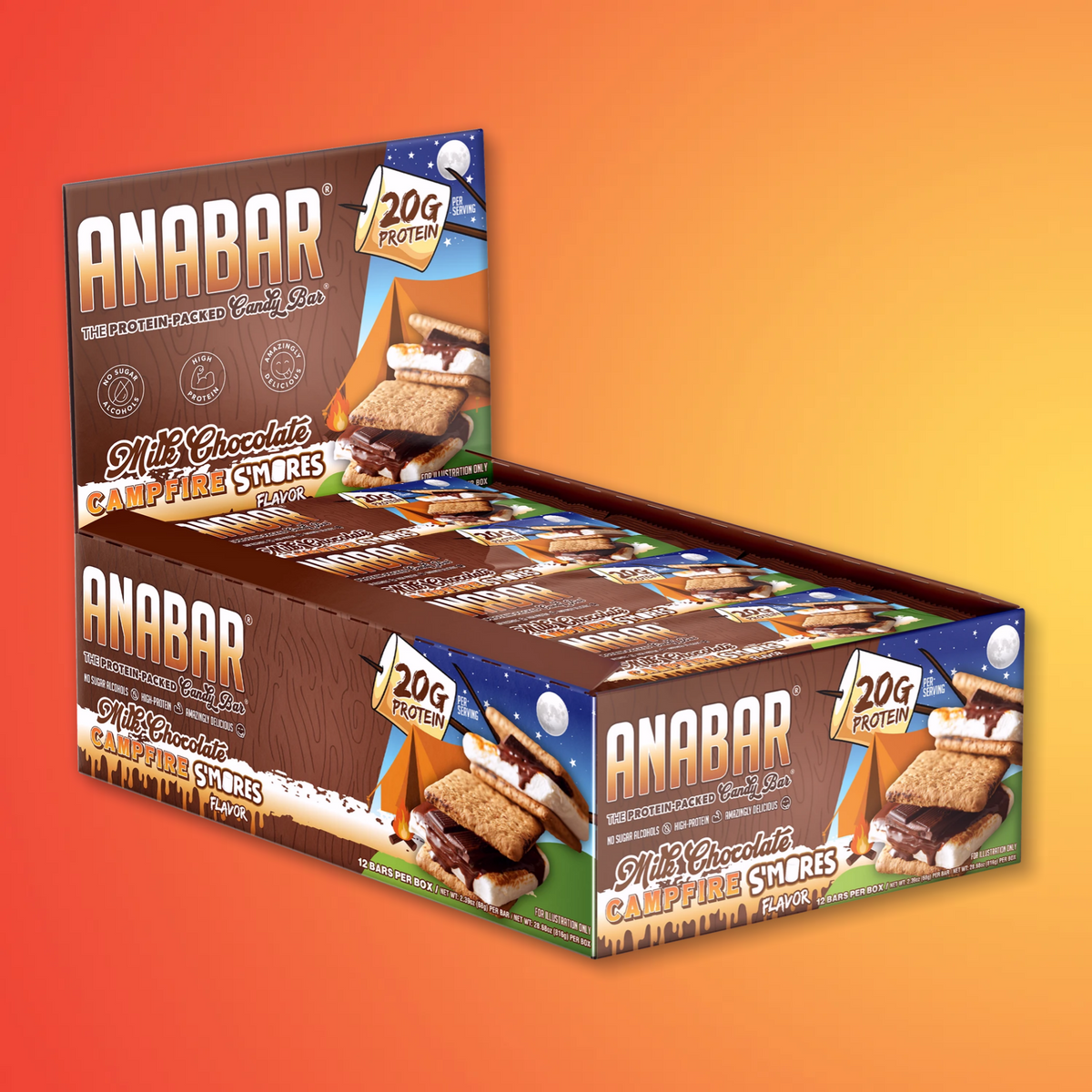 Anabar 20g Protein Bar, Campfire S'mores Flavor, 1 Pack 12 Pcs ...